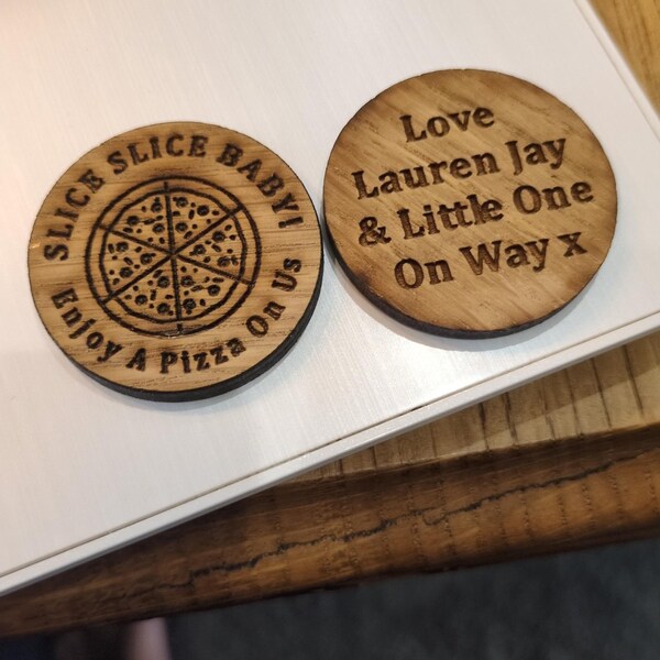 Personalised Oak Thank You Tokens Wedding Favours Circles party ...