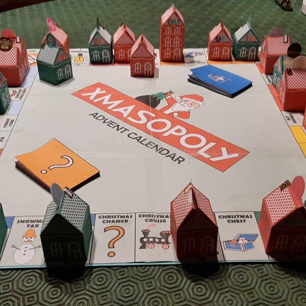 Printable Advent Calendar Houses, DIY Advent Calendar, Monopoly Advent ...