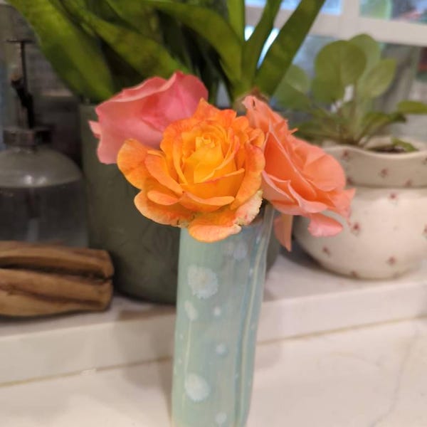 Ceramic Flower Stem Vase, Handmade Pottery, Colourful Vases, Unique ...