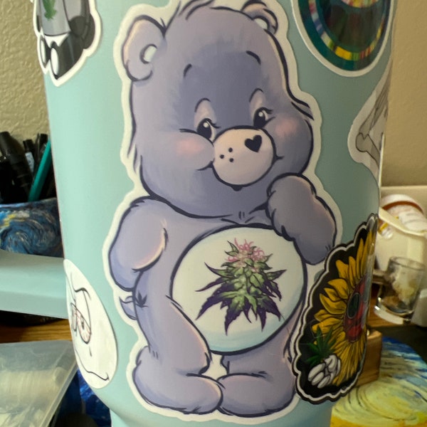 Kush Bear Vinyl Weed Sticker - Marijuana, Cannabis Art Decal, Stoner ...