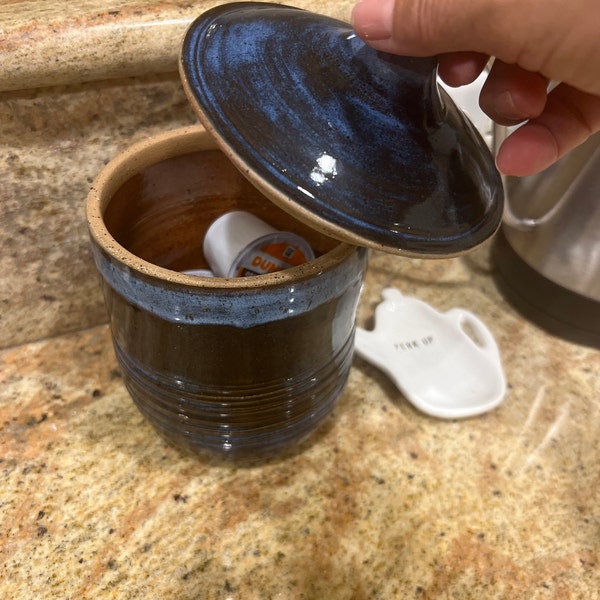One of a Kind Jar With Lid Two Toned Green Handmade Pottery Lidded Jar ...