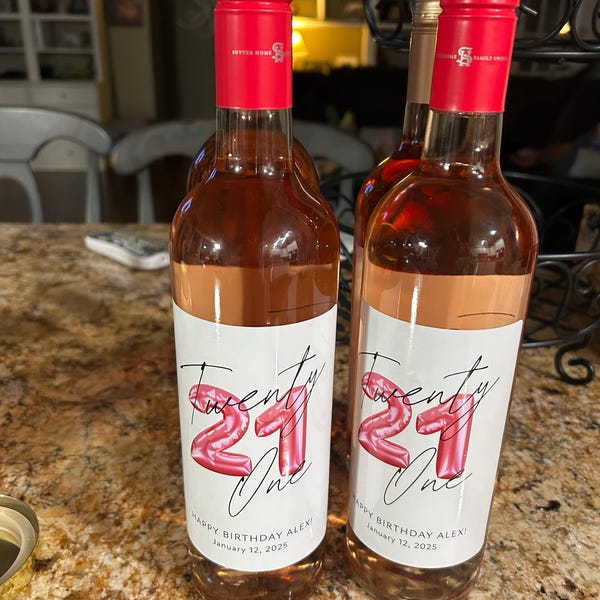 21st Birthday Wine Label, Personalized Birthday Gift, 21st Champagne ...