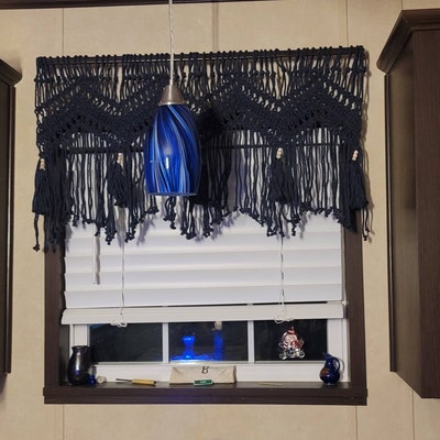 Macrame Valances Two Tone Boho Window Curtain - Etsy