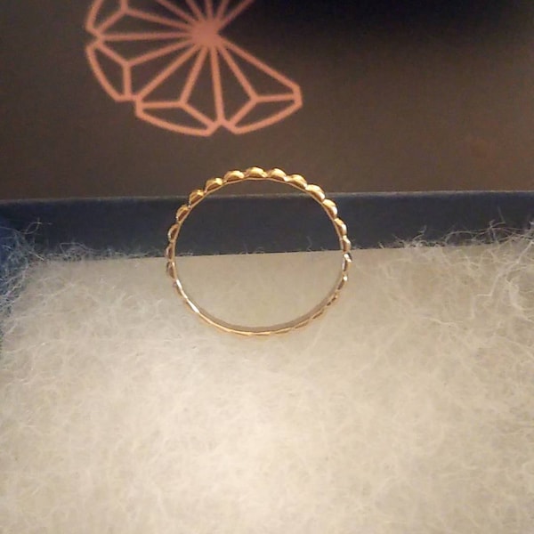 Gold Dotted Ring, Solid 14k Gold Dots Ring, Wedding Band Stacking ...