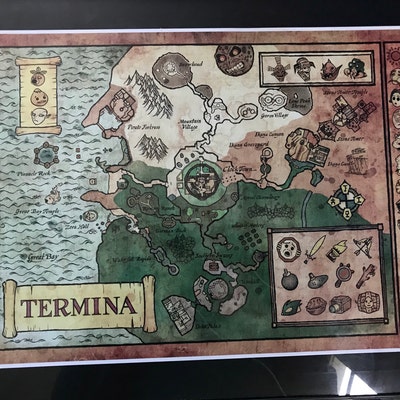 Map of Termina From Legend of Zelda, Majoras Mask English or Hylian ...