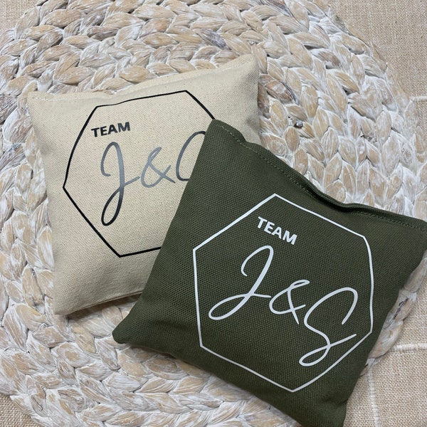 Modern Wedding Custom Last Name Bean Bags for Cornhole Gift for Bride ...