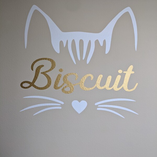 Personalized Name Cat Wall Decal - Custom Name Cat Wall Sticker - Vinyl ...