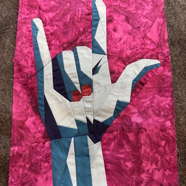 ASL I Love You Fpp--american Sign Language--paper Piecing Quilt Block ...