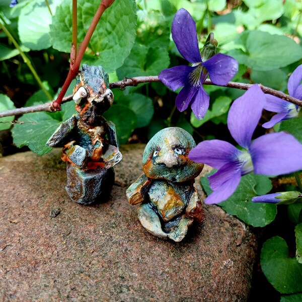 Rocklin, Handmade Rock Goblin Creature - Whimsical Stone Art. - Etsy