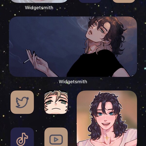 Lo-fi Aesthetic Night Blue Bronze Ios 14 Covers | Neon Icon | Theme ...