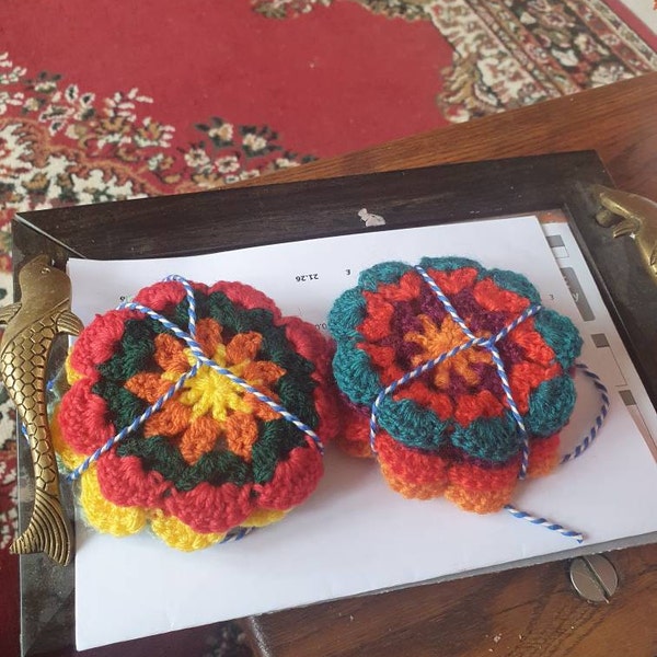 Retro Handmade Crochet 70s Sunset Placemat Doily Vintage Barbie Home ...