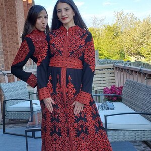 Thobe Embroidered Palestinian Maxi Dress Long Sleeves Kaftan ...
