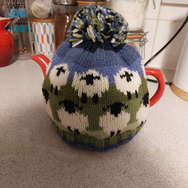 Flock of Sheep Wool Tea Cosy - 100% Wool - Knit Tea Cosy - Sheep Decor ...