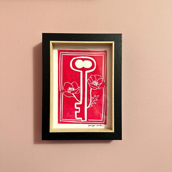 Sitti’s Key | 5x7 in | Original Linocut Print | Hand Carved & Printed ...