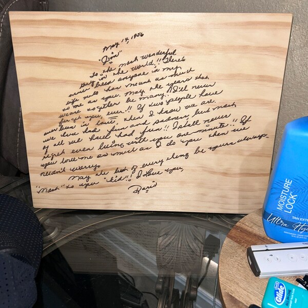 Custom Engraved Note, Engraved Note, Handwritten Note on Wood, Wood ...