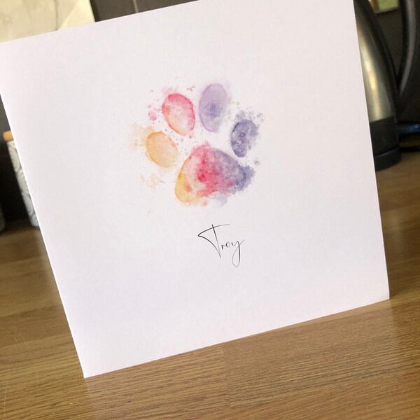 Personalised Paw Print Card | Rainbow Bridge Card | Dog Card | Pet ...