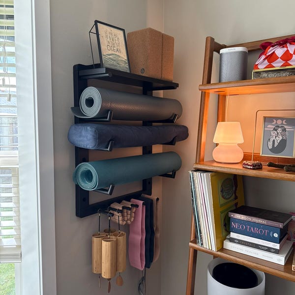 Fully Adjustable Yoga Mat Holder Shelf Home Gym Wall Organizer; Home ...