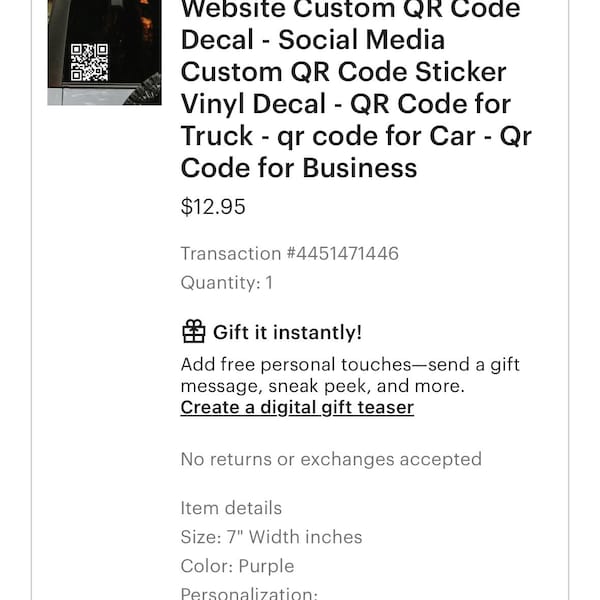 Website Custom QR Code Decal - Social Media Custom QR Code Sticker ...