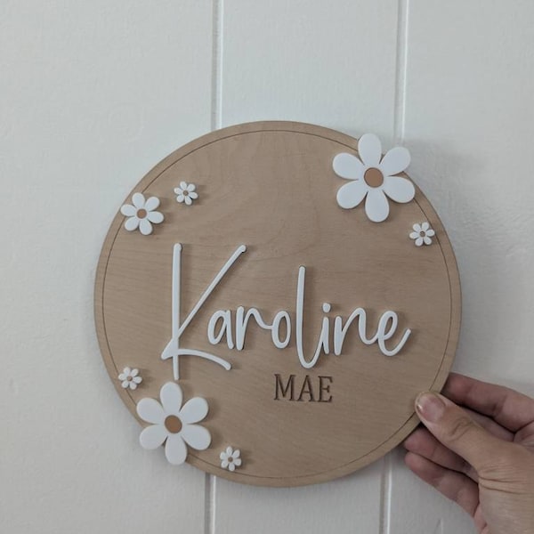 Daisy Flower Birth Sign | Baby Birth Announcement | Arched Wooden Birth ...