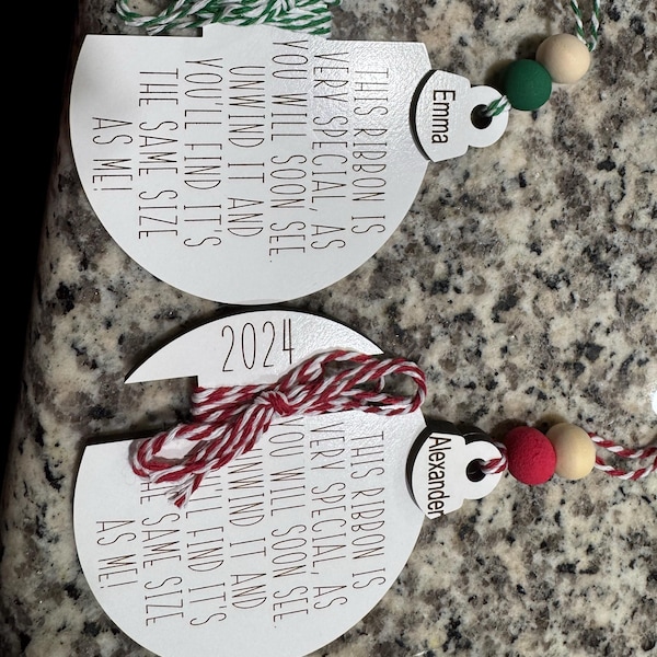 READY TO SHIP | Height Ribbon Christmas Ornament | Keepsake Height ...