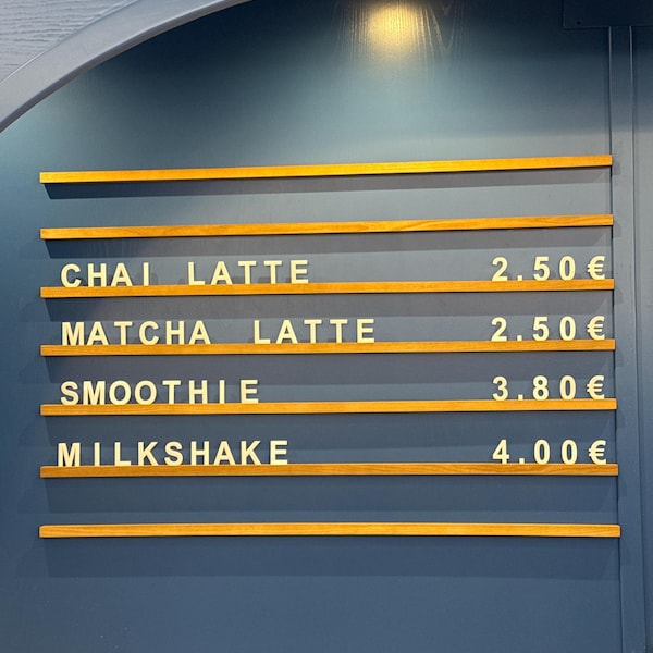 Menu Board, Wall Menu, Changeable Letter Board, Oak Menu Board, Cafe ...