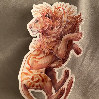 Large Vinyl Sticker: Sun Lion - Etsy