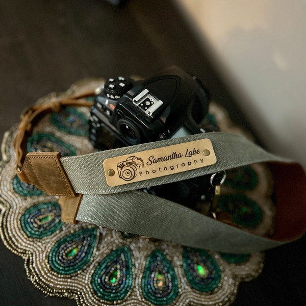 Adjustable Personalized Leather Camera Strap With Custom Logo Engraving ...