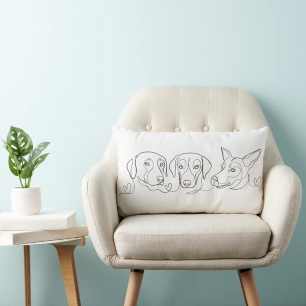 3 Pets/characters One Line Portrait Commission, Dog One Line Portrait ...