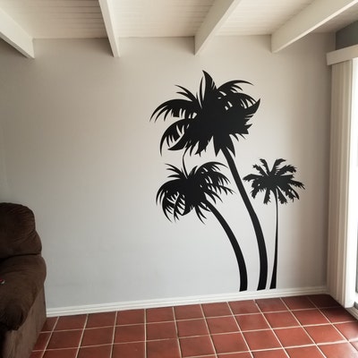 Palm Coconut Tree Wall Decal With Seagull Birds 3 Trees 1132 6 Feet ...