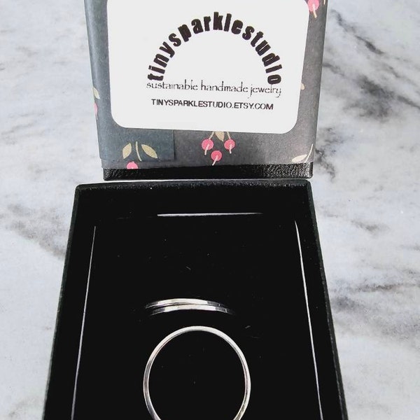 Silver Ring Square 1mm Sterling Silver Simple Stacking or Spacer Band ...