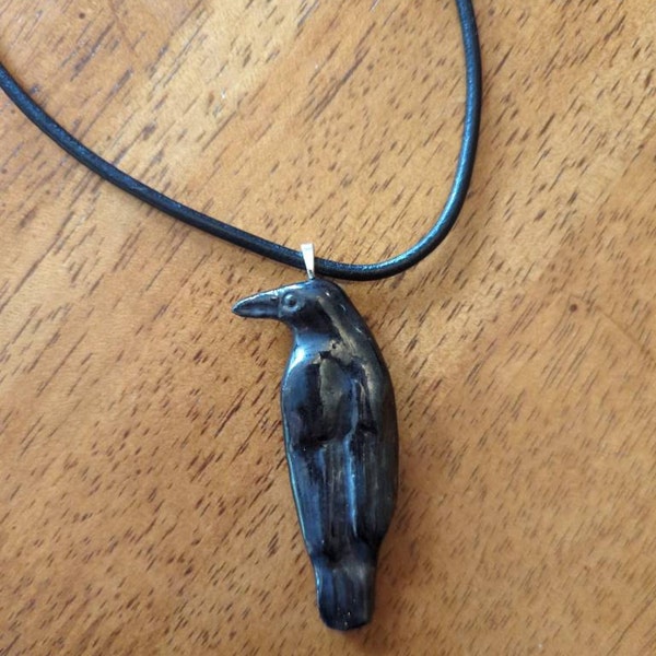 Raven Pendant, Amulet, Metallic Black, Crow, Blackbird, Statement ...