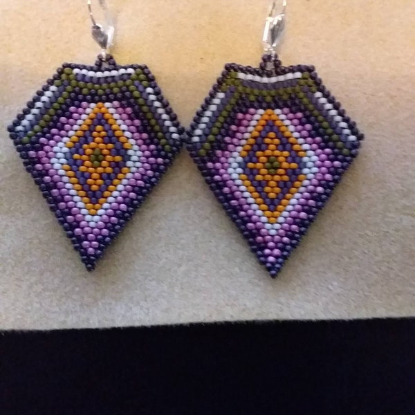 Diamond Beaded Earrings Pattern Geometric Pattern for Beading, Seed ...