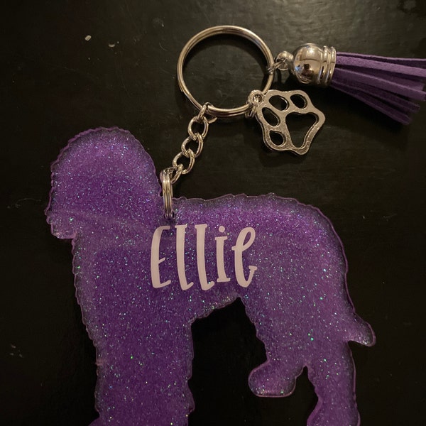 Customizable Goldendoodle Glitter Keychain, Personalized Goldendoodle ...