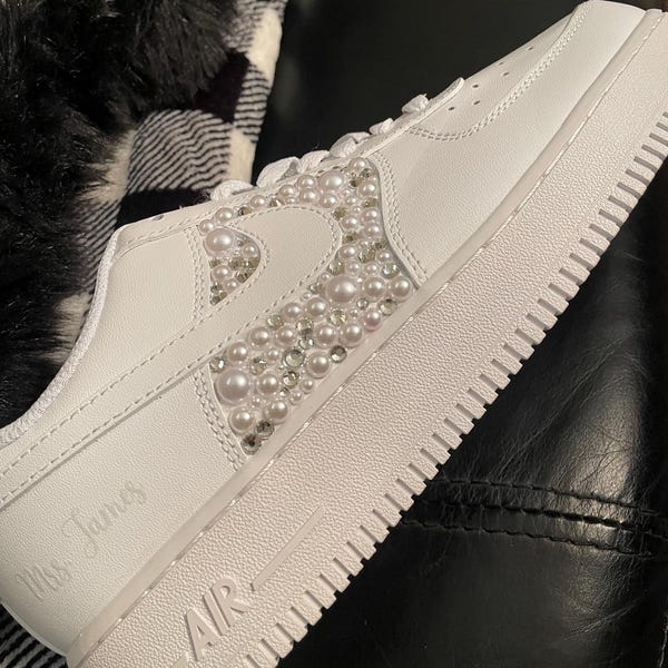 Bridal Air Force 1 Luxury Embroidered Sneakers Bridal Shoes Wedding ...