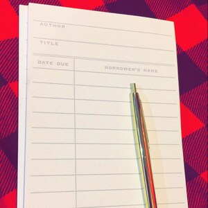 Library Card Notepad Set of Two 5.5x8.5 Notepads 50 Sheets Library Card ...