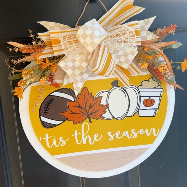 Fall Front Door Decor | 'tis the Season | Fall Door Hanger | Fall ...