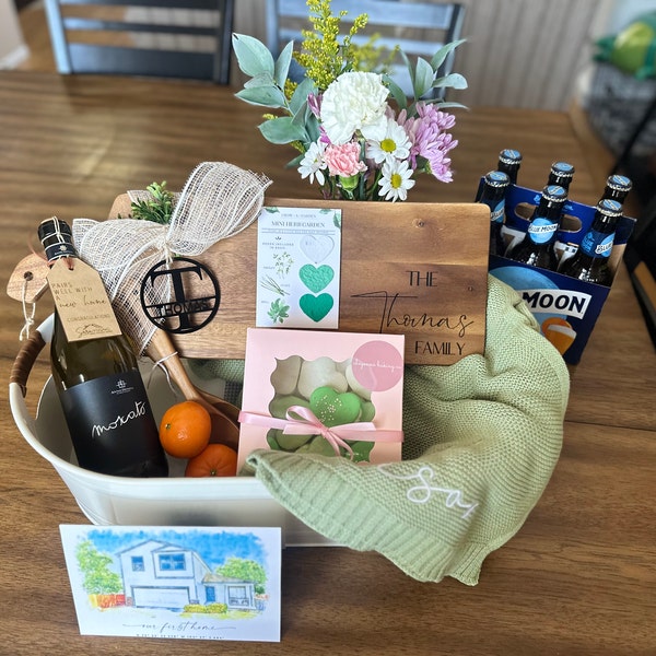 Housewarming Gift Basket, Real Estate Closing Gift Basket, Personalized ...