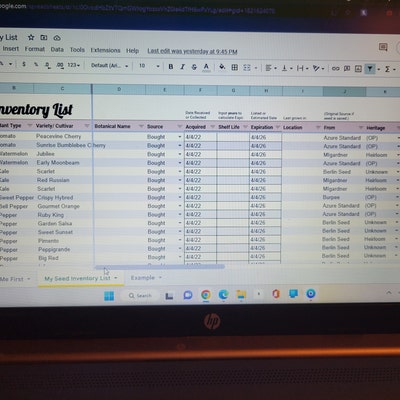 Seed Inventory List Spreadsheet for Seed Saving and Collecting. Digital ...