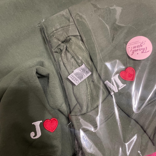 Custom Embroidered Initial Heart Sweatshirt | Personalized Couples ...