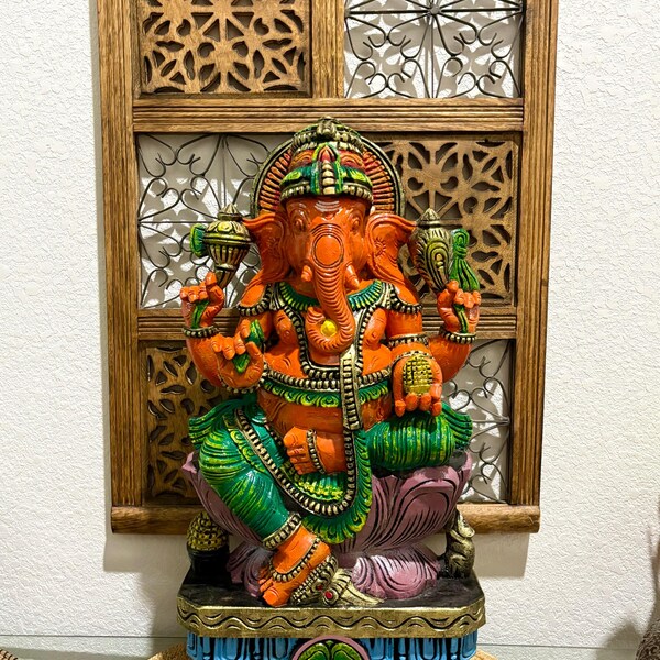 Shanku Chakra Naamam Garuda Hanuman Hindu Home Decor Wall Panel Wooden ...