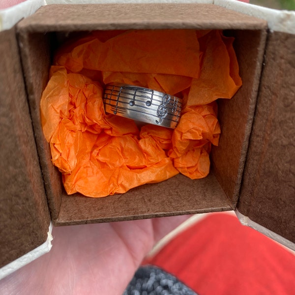 Customized Music Note Ring, Your Favorite Song Ring, Sterling Silver ...