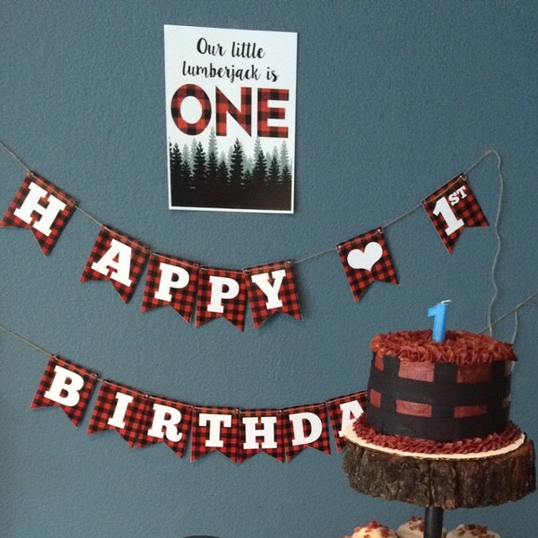 INSTANT DOWNLOAD: Printable PDF, Lumberjack, Buffalo Plaid 1st Birthday ...