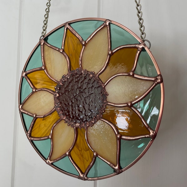 2 Versions-sunflower Stained Glass Pattern PDF Digital File | Flower ...