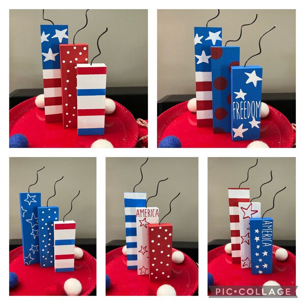 Firecrackers- Set of 3- Fireworks Decor- 4th of July Decor ...