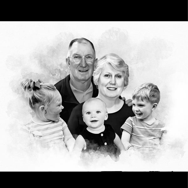 Custom Watercolor Family Drawing From Photo, Personalized Memorial ...