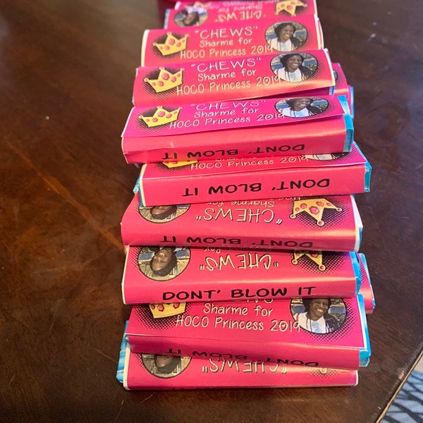 Prom Queen Campaign Hand Out, Custom Gum Wrapper, Printable Bubble Gum ...