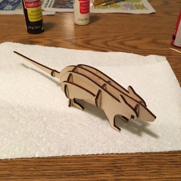 Dxf Files for Laser Cut Wood Project 3d Puzzle Rat Svg Cut File ...
