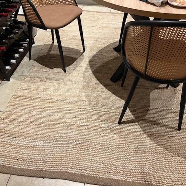 6x9,8x10ft White and Natural Hemp Jute Rungs-extra Large Jute Rugs Jute ...