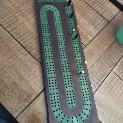 Premium Cribbage Board With Copper Resin Track Inlay Peg Storage Comes ...