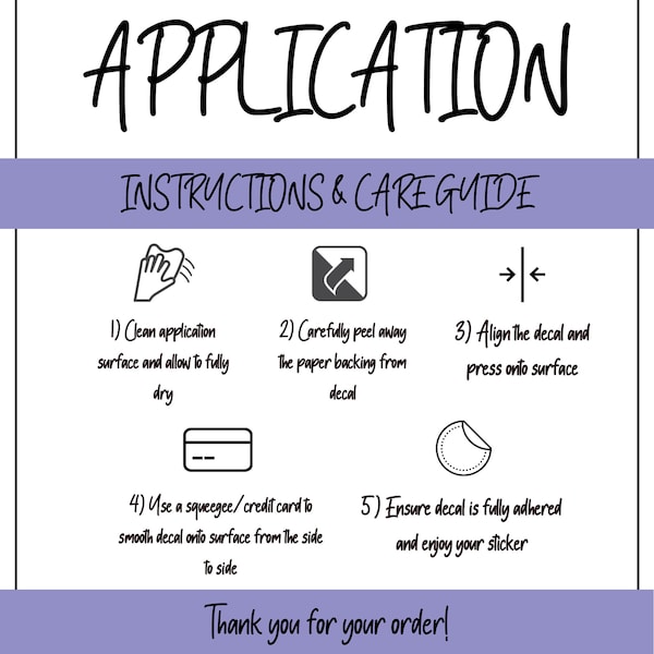 EDITABLE Vinyl Decal Care Card Instructions, Printable Decal ...